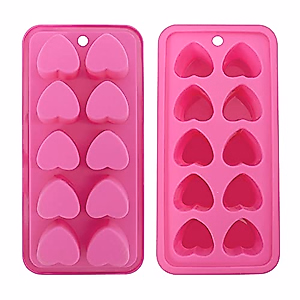 Heart Shaped Silicone Ice Cube Trays, For DIY love Heart Ice Cubes, Chocolate, Candy, Easy Release Ice Cube Mold for Cocktails,Whiskey, Drinks, BPA Free and Dishwasher Safe(2pcs, Pink)