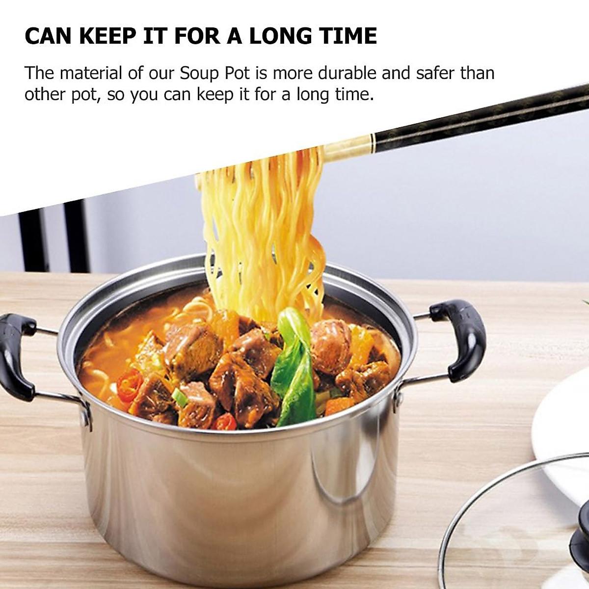 Housoutil 6 Quart Stock Pot - Stainless Steel Metal Soup Pot with Glass Lid Cooks Standard Stock Pot for Cooking - Sauce Pot Heavy Duty & Dishwasher Safe