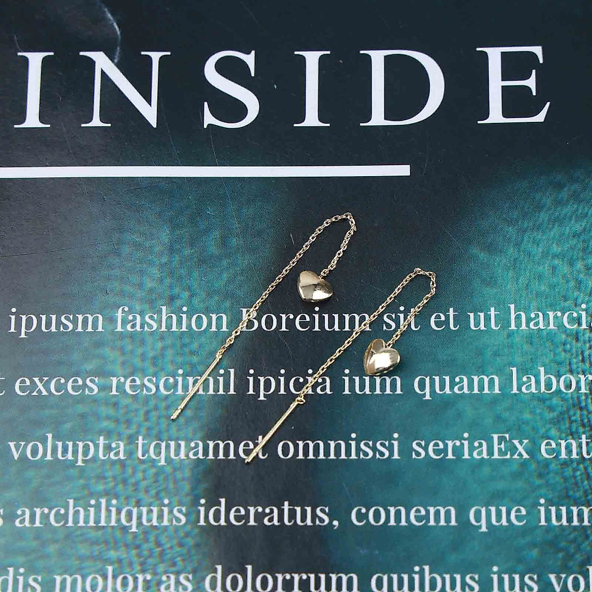 Allereyae Vintage Heart Threader Earrings Heart Ear Threader Earrings Long Chain Earrings Gold Bar Dangle Earrings Jewelry for Women and Girls (Gold)