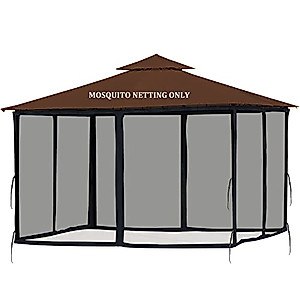 Softclub Gazebo Mosquito Netting Replacement 10x10ft, Universal Gazebo Netting for Outdoor Patio Garden Backyard Gazebo Canopy 4-Panel Screen Sidewall, Black (Mosquito Net Only)