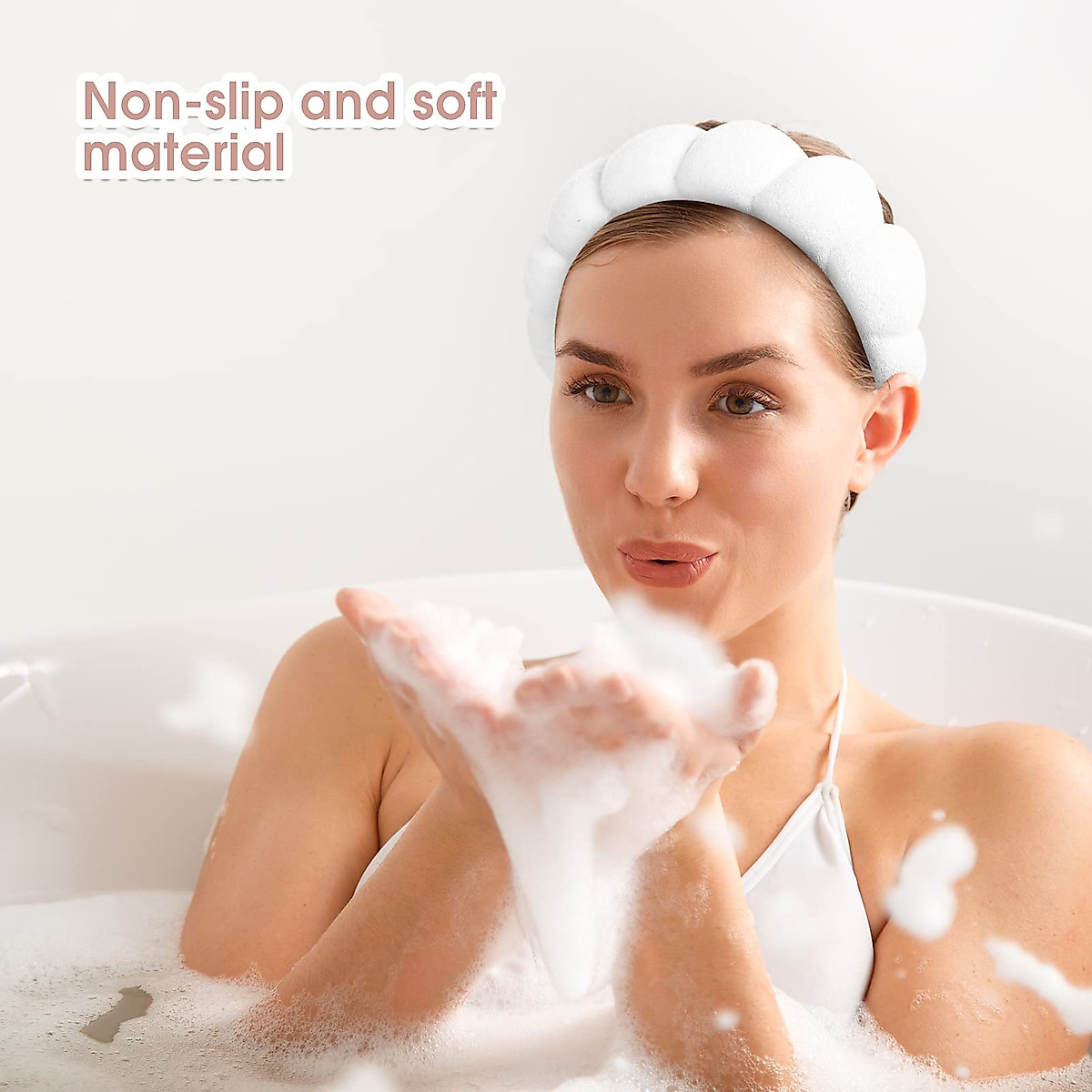 Sponge Spa Headband for Women, Spa Terry Towel Cloth Fabric Head Band with 2PCS Wrist Washband, Soft & Absorbent Material Hair Accessories for Face Washing Shower Skincare Makeup Removal Facial Mask (Pink,White)