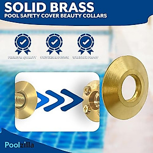 Poolzilla Pool Safety Cover Brass Beauty Collar Disc Rings - 10 Pack - Universal Fit