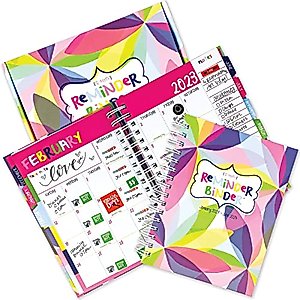Reminder Binder 2023-2024 18-Month Weekly Monthly Planner, January 2023 - June 2024, 8.75” x 7.25”, Hardcover, Elastic Closure, Twin-Wire Binding, Planner Stickers, Monthly Divider Tabs, Pockets, To-Do Lists, Budget Planner, Keepsake Box
