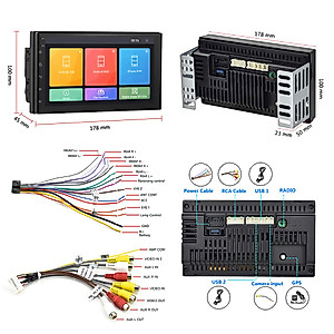 Hikity Android 13 Double Din Car Stereo 7 Inch Touch Screen Car Radio GPS Navigation WiFi Bluetooth FM Radio Mirror Link for iOS/Android Phones, with 12 Led Lights AHD Rear View Camera Mic