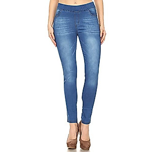 Women's Stretch Pull-On Skinny Ripped Distressed Denim Jeggings Pants 3XL Blue-69
