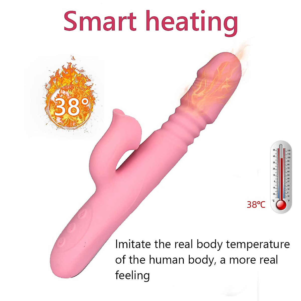Thrusting Rabbit Vibrator for Women, G Spot Dildo Vibrator 3 Thrusting Rotating and 7 Clitoris Stimulator Vibrator 3 in 1 Rechargeable Heating Anal Dildo Adult Sensory Sex Toys (Pink)