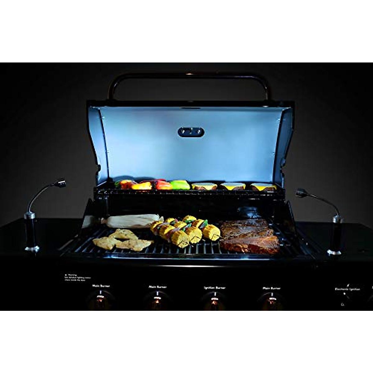 Permasteel PA-12002-AM Flexible Gooseneck LED BBQ Magnetic Base, 2-Pack, Black Grill Light