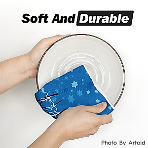 Artoid Mode Menorah Gnomes Stars Happy Hanukkah Kitchen Towels Dish Towels, 18x26 Inch Seasonal Christmas Decoration Hand Towels Set of 2