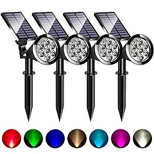 YUMAMEI Solar Spot Lights Outdoor, Color Changing Solar Xmas Lights Decoration, Waterproof Solar Powered Lights Dusk to Dawn Lights for Garden, Pathway, Patio, Halloween Decorations (Multicolor)