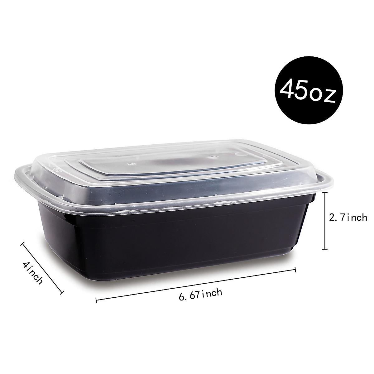 LIYH 50pcs Meal Prep Container 1 Compartment,45oz Food Storage Containers with Lids,Bento Box,Reusable BPA Free Lunch Boxes,Microwave Dishwasher Safe.