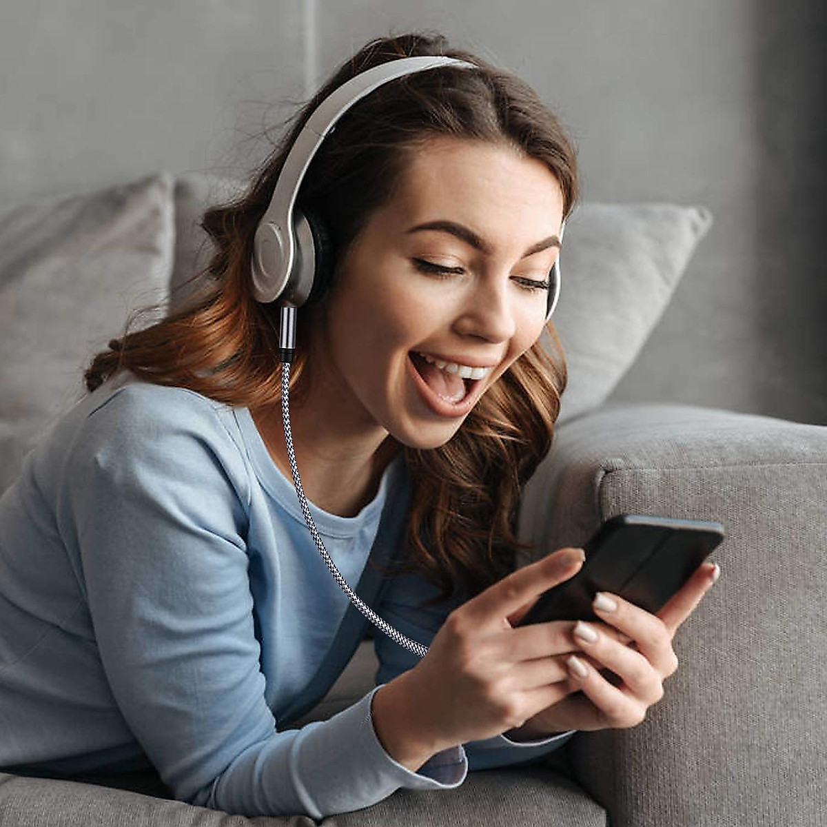 Tan QY Audio Extension Cable 1.5Ft,Audio Auxiliary Stereo Extension Audio Cable 3.5mm Stereo Jack Male to Female, Stereo Jack Cord for Phones, Headphones, Speakers, Tablets and More(1.5Ft/0.5M)