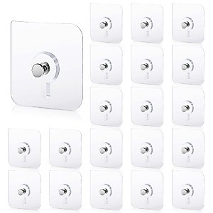Nogeqi 20 Pcs Self Adhesive Wall Hooks No Drill Hooks for Hanging, No-Trace Sticker Frame Hangers Without Nails for Mount Wall Shelf, Heavy Duty Adhesive Wall Hooks for Kitchen, Bathroom