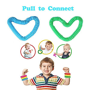 32Pack Pop Tubes, Fidget Tubes for Children and Adult Sensory Fidget Toy Set for Stress and Anxiety Relief Educational Learning Toys for Kids