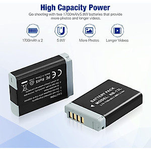 Powerextra 2-Pack NB-13L Battery and Rapid Dual USB Charger for Canon PowerShot G7 X Mark ii, G1 X Mark iii, G5 X, G7 X, G9 X, G9 X Mark ii, SX620 HS, SX720 HS, SX730 HS, SX740 HS Cameras