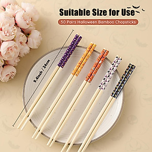 Halloween 50 Pairs 9.4Inch Bamboo Disposable Chopsticks - Sleeved and Separated, Party Gifts