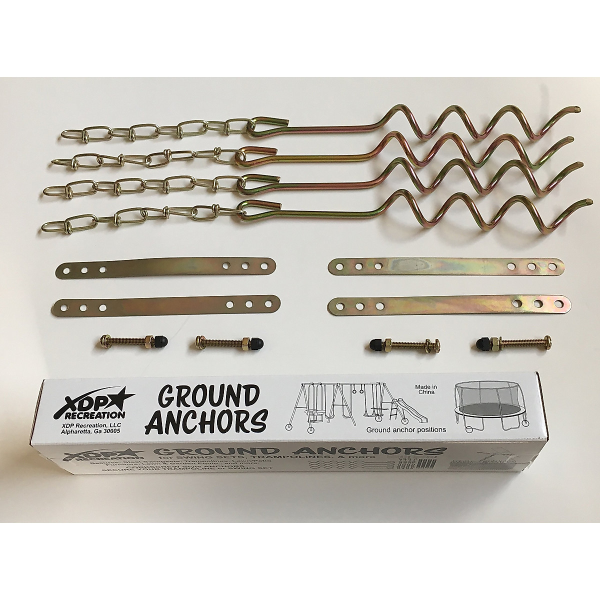 XDP Recreation 70113 Swing Set, Trampoline, & Patio Furniture Metal Ground Anchor Kit Hardware,Bronze