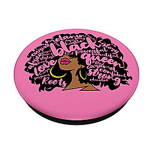 Melanin Women Black History Month October Afro Word Art PopSockets Swappable PopGrip