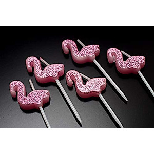 Birthday Candles - 1st Birthday Candle - Flamingo Candles - 5th Birthday Candles -Pink Flamingo Candles - Wedding Love Candles for Cake (Flamingo/Pink Glitter)