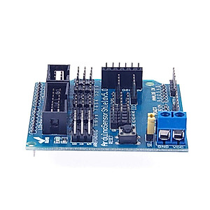 DAOKI Sensor Shield V5.0 Expansion Board UNO MEGA R3 V5 for Arduino Electronic Building Blocks of Robot Genuino System with Dupont Cable + Power Wire