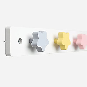 WONDERBEE Kids Coat Rack Wall Mount | Kids Wall Hooks for Backpacks, Towels and Coats | Mounted 14" Wall Hanger | Decorative for Kid's Bedroom, Playroom, Bathroom | Classic White