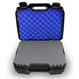 CASEMATIX 17 inch Mobile Podcast Station Travel Case Fits Mixers, Microphones, Laptops and Cables with Dual Customizable Foam Layers - Case Only with Blue Foam