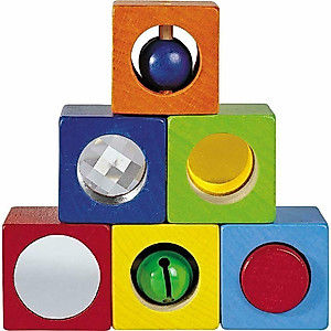 HABA Discovery Wooden Blocks - 6 Colorful Cube Building Blocks with Unique Effects for Ages 1 and Up (Made in Germany)