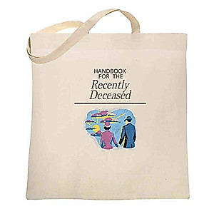 Pop Threads Handbook For the Recently Deceased Goth Funny Natural 15x15 inches Large Canvas Tote Bag