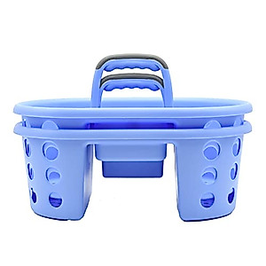 SIMPLYKLEEN 2-Pack Plastic Shower Caddy Bathroom Storage Organizer, Craft Organizer, School Supplies, Teacher Organizer with handle Periwinkle Made in the USA