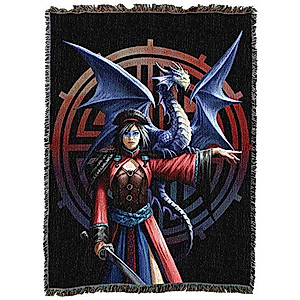 Pure Country Weavers Look to The East Dragon Blanket by Anne Stokes Age of Dragons Collection - Gift Fantasy Tapestry Throw Woven from Cotton - Made in The USA (72x54)