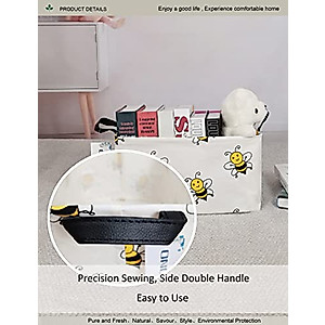 ONOEV Rectangular Folding Laundry Basket, waterproof Canvas Basket,gift basket,Suitable for children's room,Office,Clothes,Toys Storage（Bee）