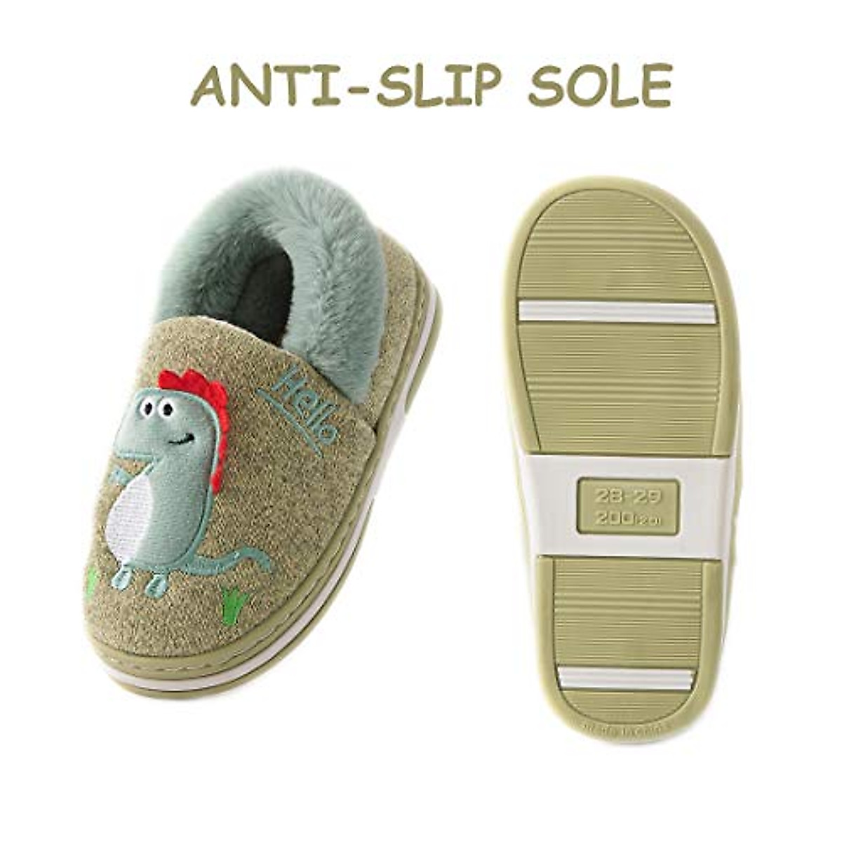 Kids Toddler Slippers Boys Girls Cute Dinosaur House Slippers Memory Foam Comfy Bedroom Home Slippers Winter Warm Indoor House Home Shoes