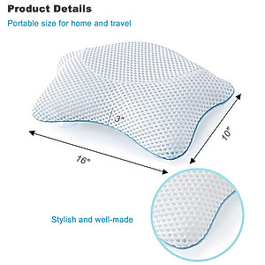 Non Slip Bath Pillow, Luxury Spa Bathtub Head & Neck Rest Support, Permeable Quick Drying Air Mesh Tub Pillow with 4 Large Suction Cups, Fits Any Tubs, Soft and Relaxing