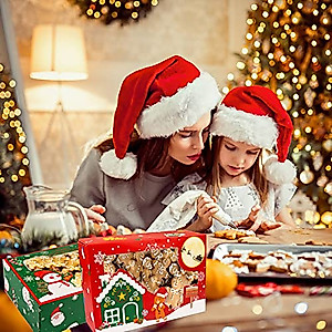 EPDPLAY 12 PCS Christmas Cookie Boxes with Window Holiday Food Treats Container for Gift Giving, Santa Snowman christmas tree gingerbread Man Cookie Boxes for Pastries Cupcakes Candy and Party Favor