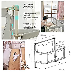 3 in 1 Baby bassinets bedside sleeper,120x50cm,co sleeper for baby in bed,Portable Crib,co sleeper bassinet attach to bed,baby beds,breathable and visible mesh window and sturdy aluminum alloy ( Color