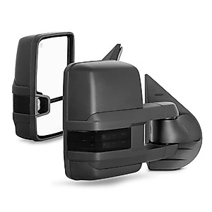 ACANII - [2015 Style] Telescoping Towing Power Heat Smoke LED Signal Side Mirrors Left+Right For 07-13 Silverado Sierra