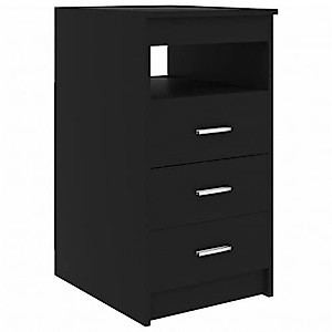 MAXCBD Nightstand Bedside Table Drawer Cabinet Drawer Cabinet Black 15.7"x19.7"x29.9" Chipboard Easy to Maintain and Clean Storage Tower Dresser