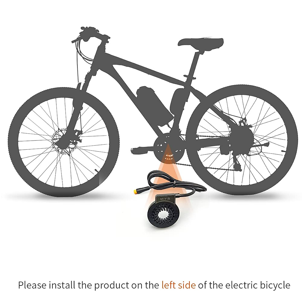 KT-V12L/R Electric Bike Magnets Pedal Assist Sensor Ebike Kit Easy Crank Installation PAS Sensor (V12L Waterproof Plug)