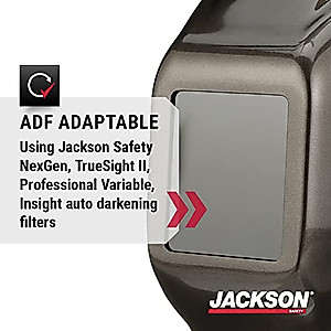 Jackson Safety Welding Helmet, Lightweight, Durable, Flexible, Fixed Shade W10 HLX Protective Welder Face Mask with Black Shell for Men and Women, Heavy Metal Graphic, 20508