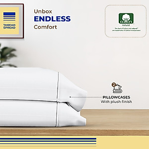 THREAD SPREAD 100% Egyptian Cotton Pillow Cases King - 600 Thread Count White King Pillow Cases Set of 2, Soft Cooling & Breathable Extra Long Staple Sateen Weave Cotton Pillowcases for King Pillows