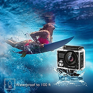 AKASO Brave 4 4K 20MP WiFi Action Camera Ultra HD with EIS 30m Waterproof Camera Remote Control 5X Zoom Underwater Camcorder with 2 Batteries and Helmet Accessories Kit Support External Microphone