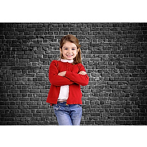 Dudaacvt 7x5FT Black Brick Wall Photography Backdrop Brick Backdrop Vintage Theme Stone Brick Background Baby Birthday Party Decoration Photo Booth Studio Props