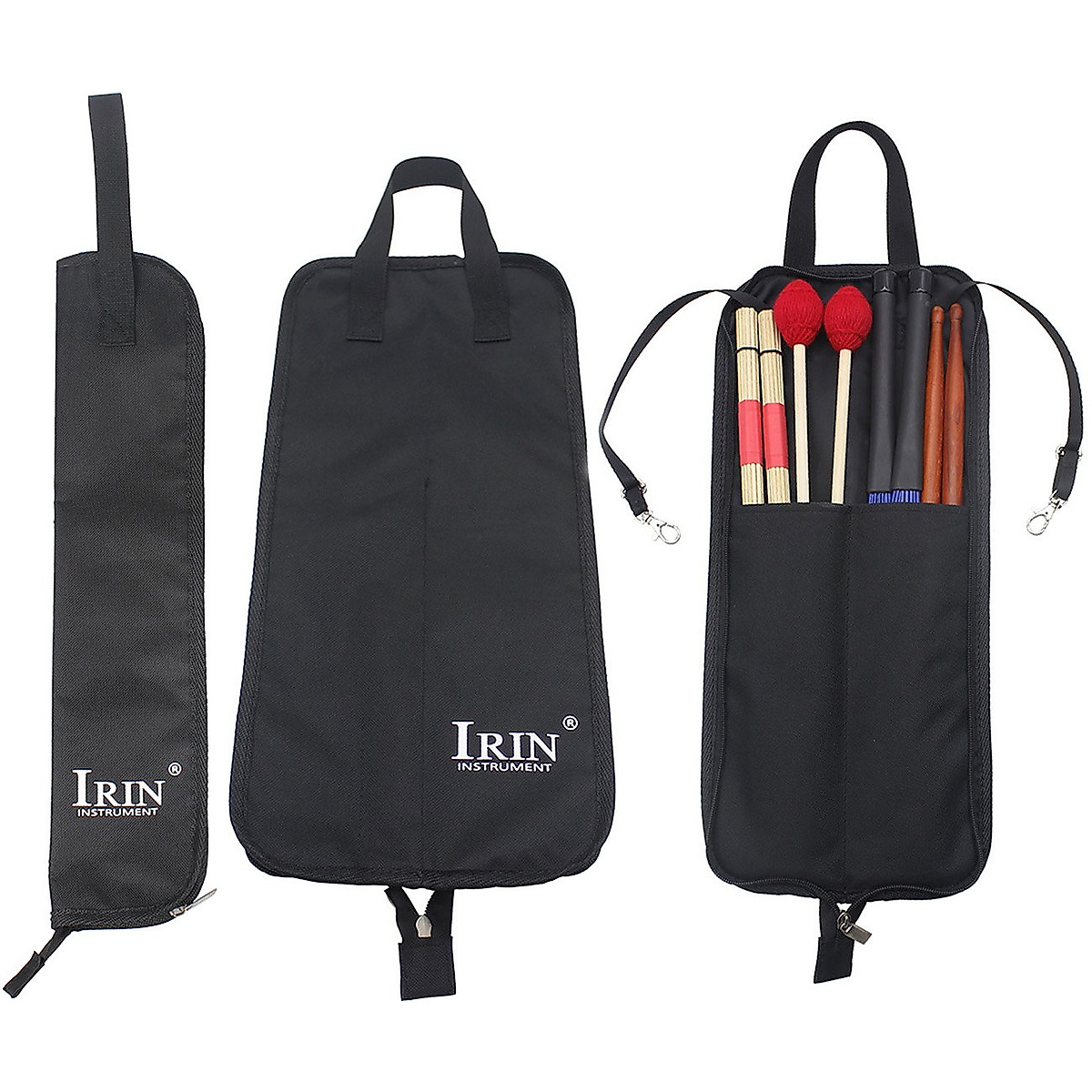 Drumstick Bag Case, Buytra Drum Stick Holder Percussion Drum Mallet Bag with Floor Tom Hooks, Black