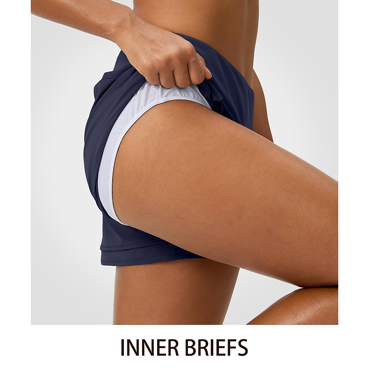 Women's Running Shorts High Waisted Quick-Dry 3 Inch Gym Workout Athletic Shorts for Women with Zipper Pocket(Navy Blue, XS)