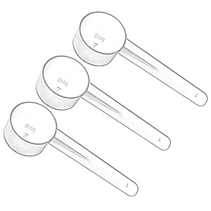 3 Measuring Spoons Set with Short Handle - 1 Teaspoon (5 ML) White Plastic Scoops for Coffee, Grains, Protein, Spices, Powders, and Other Dry Goods, BPA Free, Kitchen Tools Measure, Fits in Jars