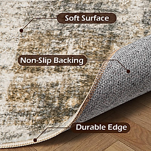 Area Rug Living Room Rugs 8x10 Washable: Soft Modern Abstract Fluffy Rug with Non-Slip Backing, Indoor Plush Throw Rug Large Accent Carpet for Bedroom Dining Room Nursery - Beige/Gray