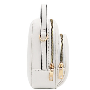 FashionPuzzle Two Compartment Phone Crossbody Mini Bag (White)