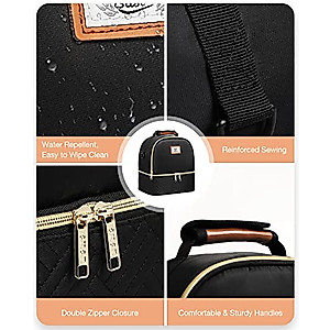 Lekereise Breast Pump Bag Backpack with Cooler, Wearable Pumping Bag with 2 Ice Packs Fits 6 Bottles, Portable Storage Bag for Work, Travel-Black