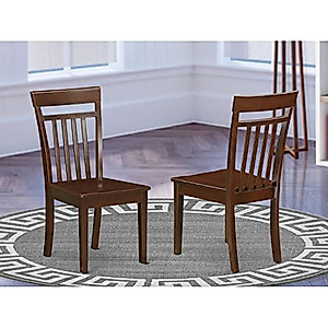 East West Furniture CAC-MAH-W Dining Chairs, Wood Seat