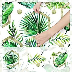 STICKEEP Tropical Wallpaper Peel and Stick Modern Green Palm Leaf Wall Paper Self Adhesive Botanical Floral Peel and Stick Wallpaper for Bedroom Walls Bathroom Living Room Cabinets 24" x 118"