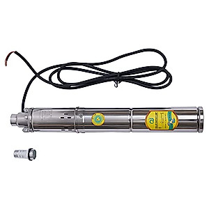 Submersible Deep Well Pump Solar Water Pump DC 24V 370W Stainless Steel Screw Pump, 213ft Lift 8.8GPM Flow, Agricultural Irrigation Pump Solar Water Circulating System